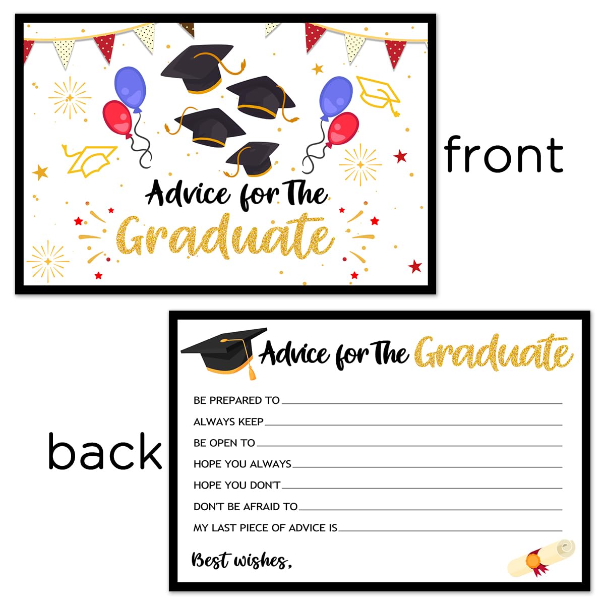 Yangmics Direct Graduation Advice Cards 2024-30 Pack – Graduation Party Supplies 2024 – Advice for The Graduate Graduation Party Favors Table Games Props