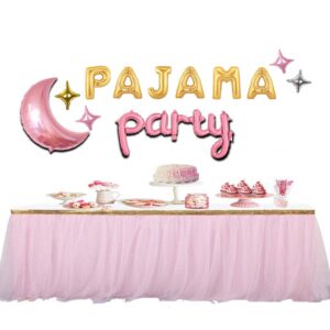 pajama party decorations,pajama party balloons for girls pj mask themed banner for pajama slumber sleepover spa spahhh birthday bday bridal hen adult party supplies 14pcs of qinsly (gold, pajama)