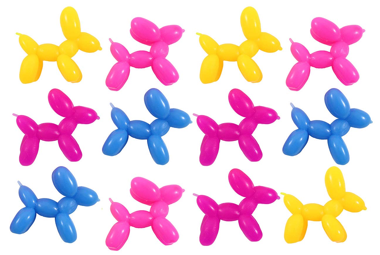 12 Mini Balloon Dog Stretchy Toy - Cute Squishy Sensory Fidget Toy - Party Favors & Prizes (1 Dozen)