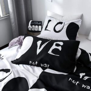 WUJIE Couple Bedding Love Pattern Duvet Cover Set with Zipper Closure Ultra Soft Microfiber Bedding Set Queen Size (1 Duvet Cover + 2 Pillowcases)