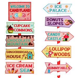 gejoy 20 pieces candyland party decorations candyland trunk or treat car decorations kit candyland backdrop signs for halloween christmas party decor (cardstock)