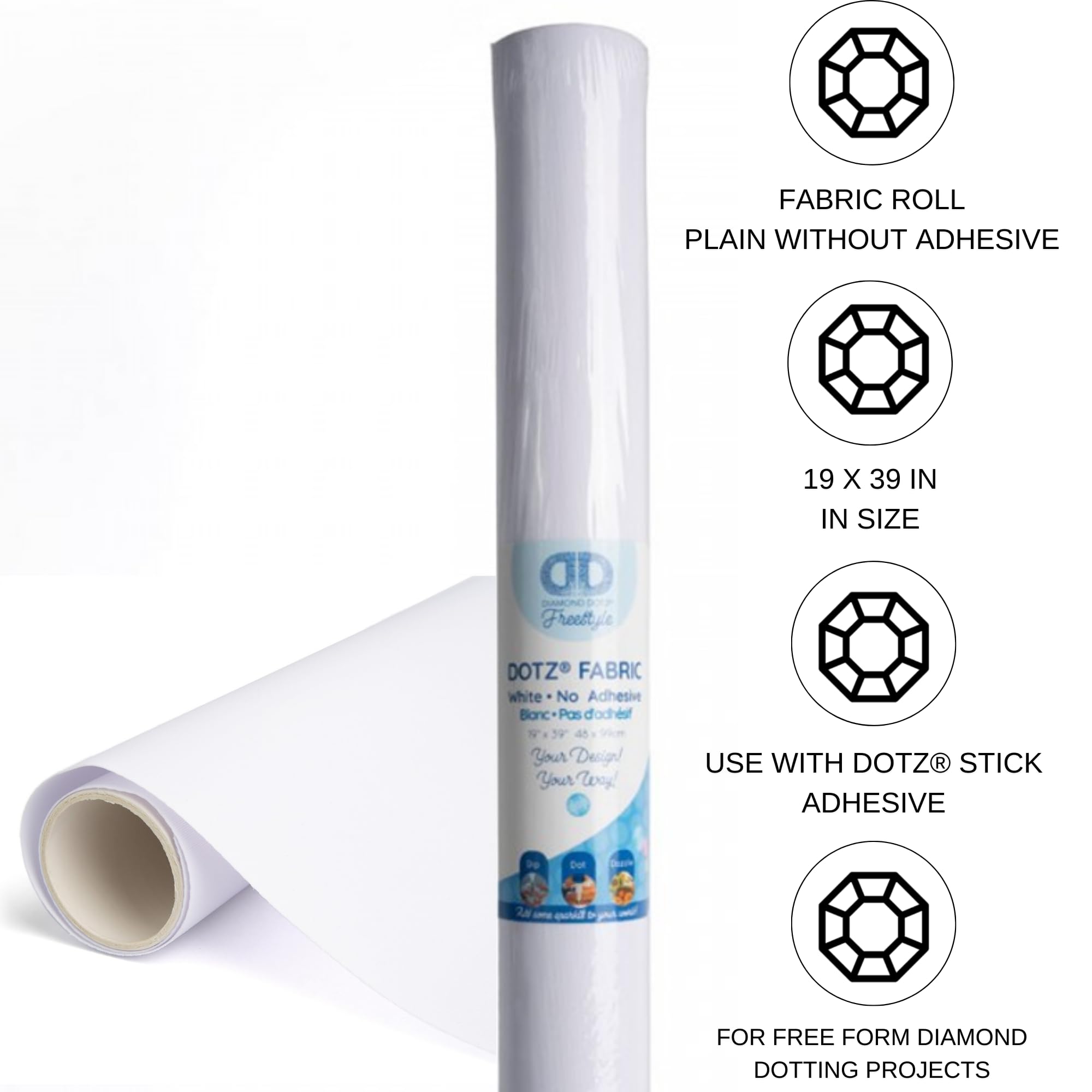 DIAMOND DOTZ ® - FABRIC ROLL - PLAIN WITHOUT ADHESIVE 48 x 99cm (19 x 39 in)(fabric size), Diamond Painting Canvas, Diamond Painting Paper, Diamond Dotz Accessories And Tools, Diamond Dotz Supplies