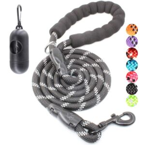 baapet 2/4/5/6 ft dog leash with comfortable padded handle and highly reflective threads for small medium and large dogs (6ft-1/2'', black)