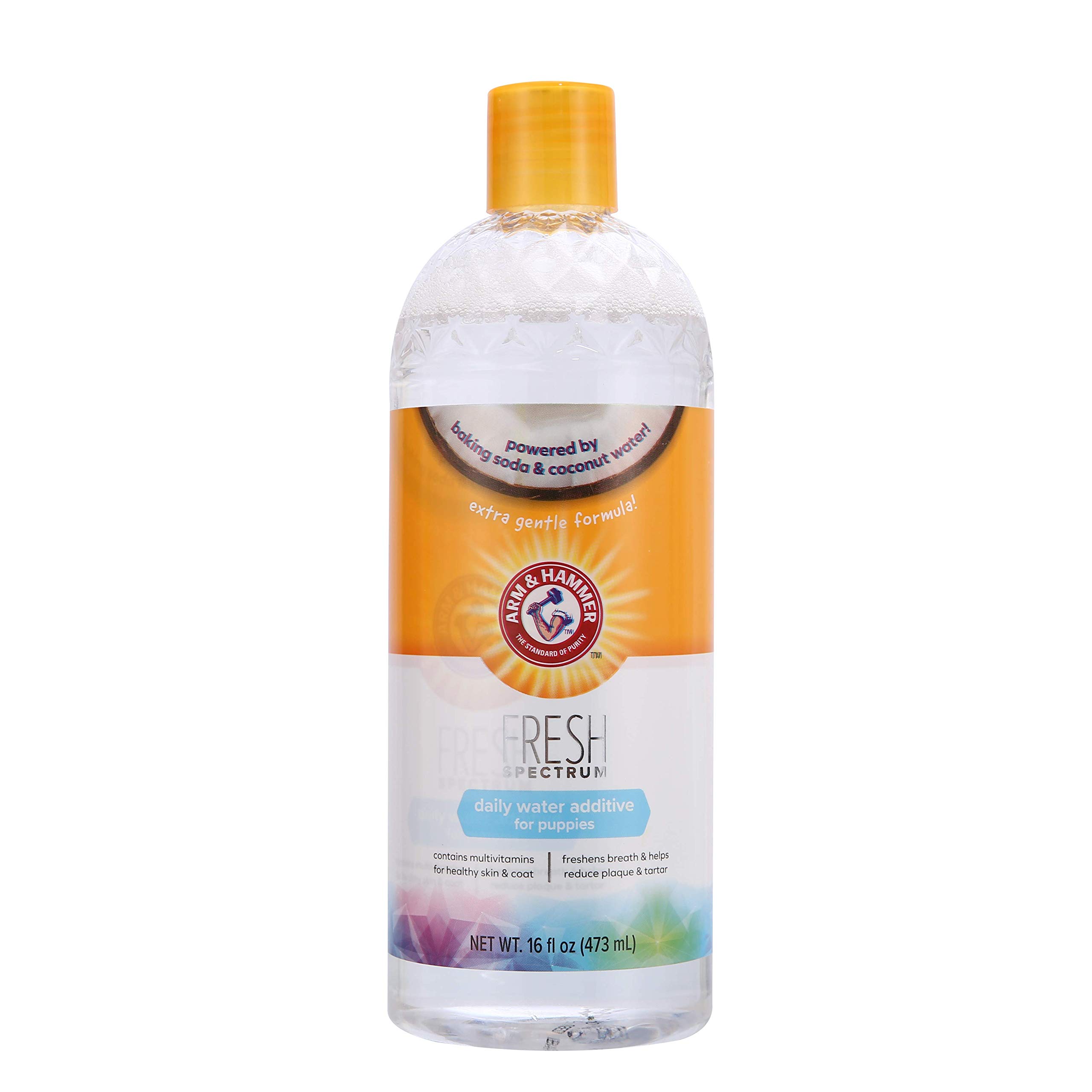 ARM & HAMMER Fresh Spectrum Coconut Mint Puppy Water Additive, 473ml, Best Dental Care for Puppies, Removes Plaque & Tartar, Freshens Breath & Cleans Teeth, No Brushing, Easy to Use Pet Oral Hygiene