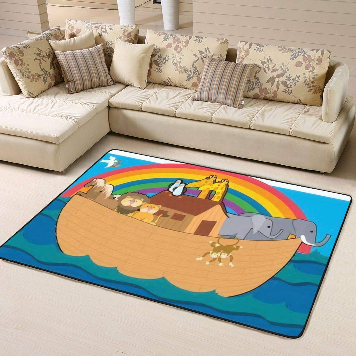 Noah's Ark Area Rugs Floor Mat Non Slip Throw Rugs Soft Door Mat Nursery Carpet for Living Room Home Indoor Outdoor Runner Rugs Yoga Mat