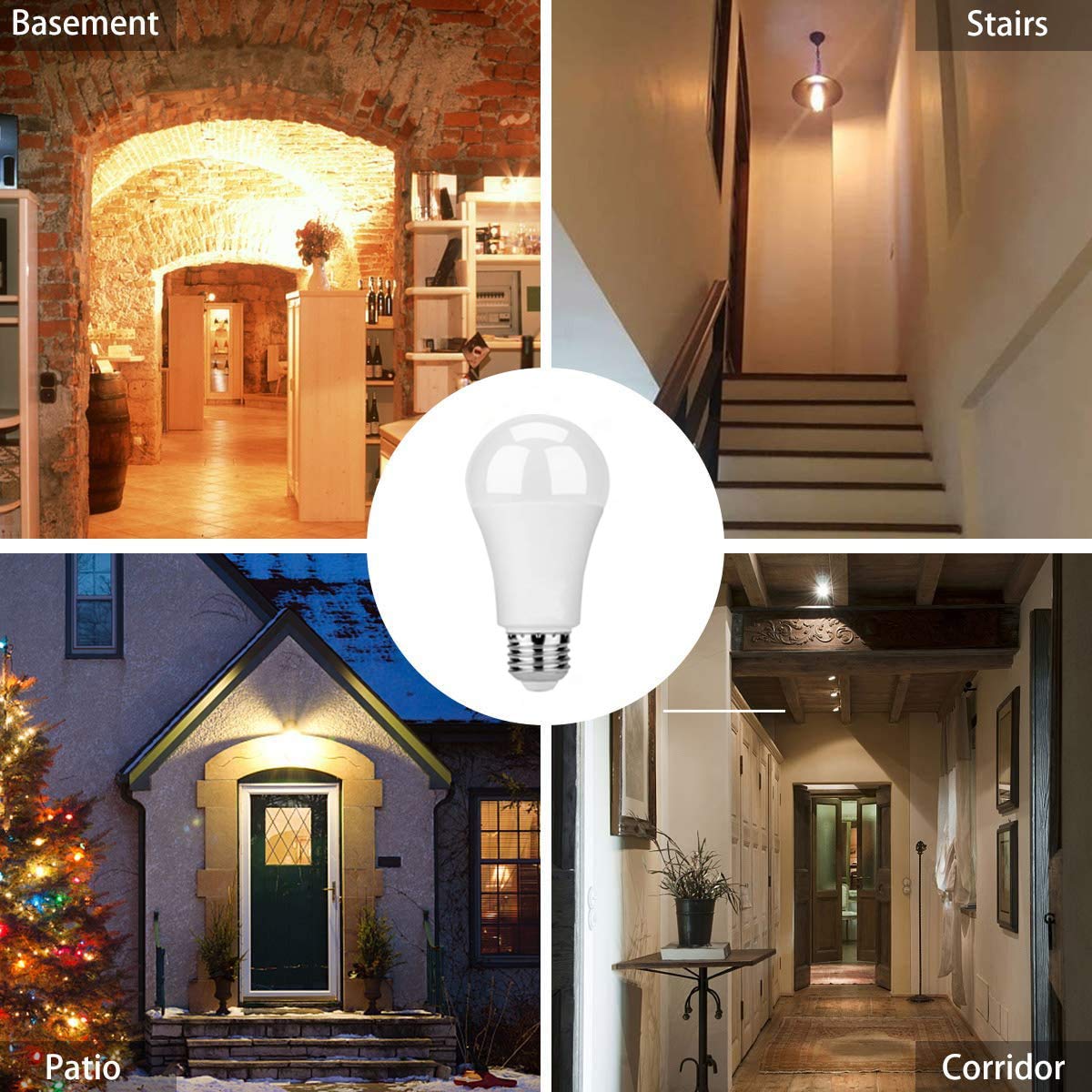 Motion Sensor Light Bulbs,7W (60-Watt Equivalent) E26 Motion Activated Dusk to Dawn Security Light Bulb Outdoor/Indoor for Front Door Porch Garage Basement Hallway Closet(Cold White 2 Pack)