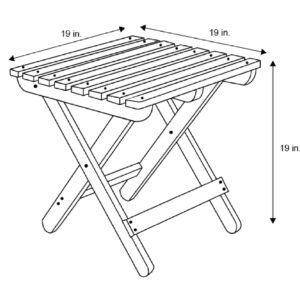 Shine Company Square Wooden Folding Solid Wood Side Table, Outdoor Adirondack Small Patio Table, Eggshell White