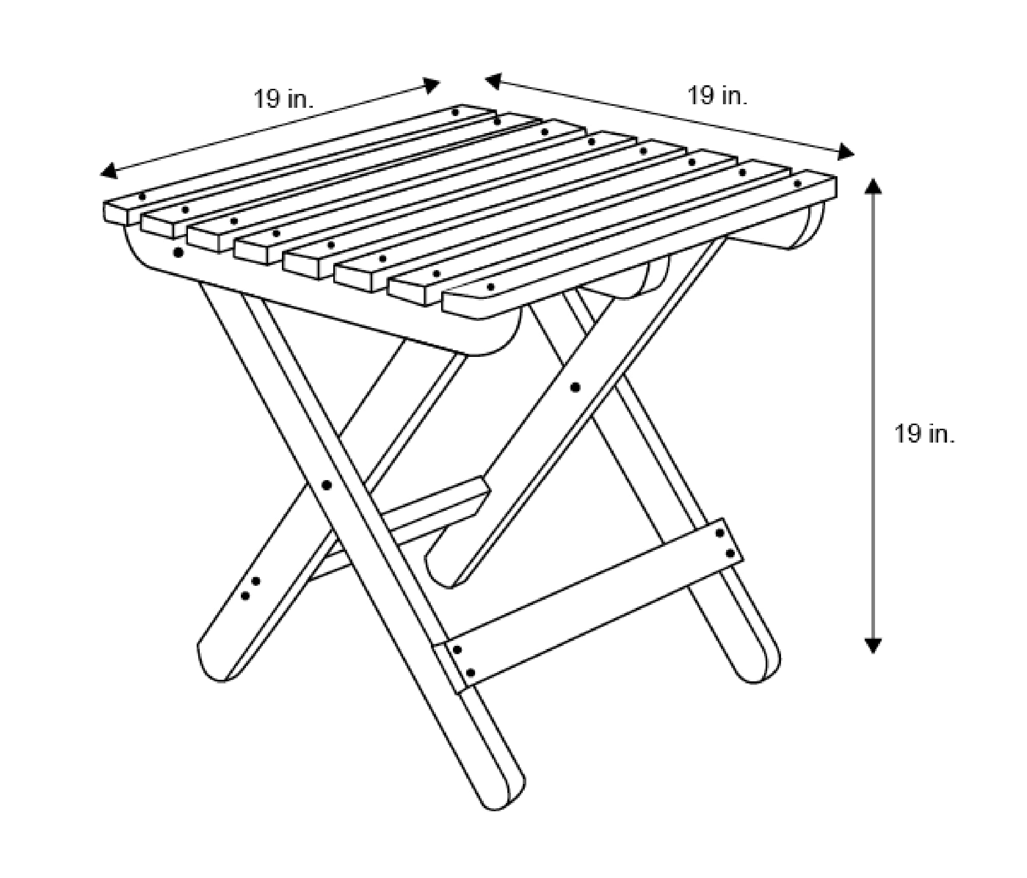 Shine Company Square Wooden Folding Solid Wood Side Table, Outdoor Adirondack Small Patio Table, Eggshell White