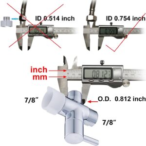 Fat-Cattie Brass Bidet T Adapter with Shut-Off Valve,3 Way 7/8" x 7/8" x G1/2（20mm）,Metal T Valve for Bidet(Bidet T-Valve Adapter)