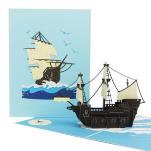 Ribbli Sailboat 3D Pop Up Card, Thank You, Birthday, Father's Day, Graduation, with Envelope