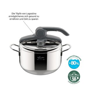 Lagostina Irradial Control Lagoeasy'UP Pressure Cooker 5 L Stainless Steel 18/10 Diameter 22 cm, Induction and Gas Saucepan, Easy Open Lid, Irradial Plus Triple Layer Base