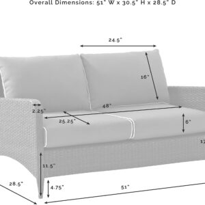 Crosley Furniture Kiawah Wicker Outdoor Loveseat, 2-Person Patio Couch for Porch, Deck, Backyard, Sand