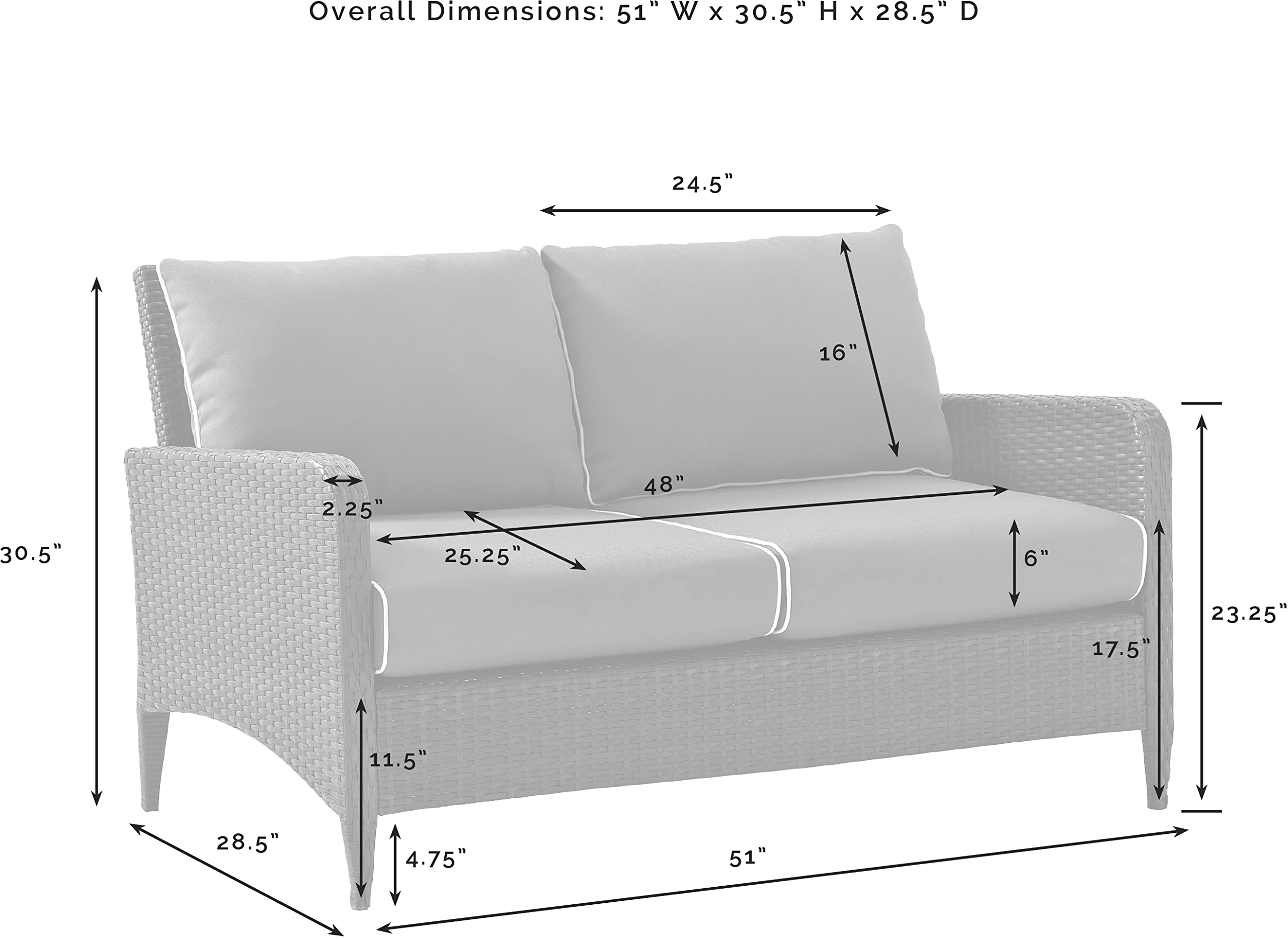 Crosley Furniture Kiawah Wicker Outdoor Loveseat, 2-Person Patio Couch for Porch, Deck, Backyard, Sand