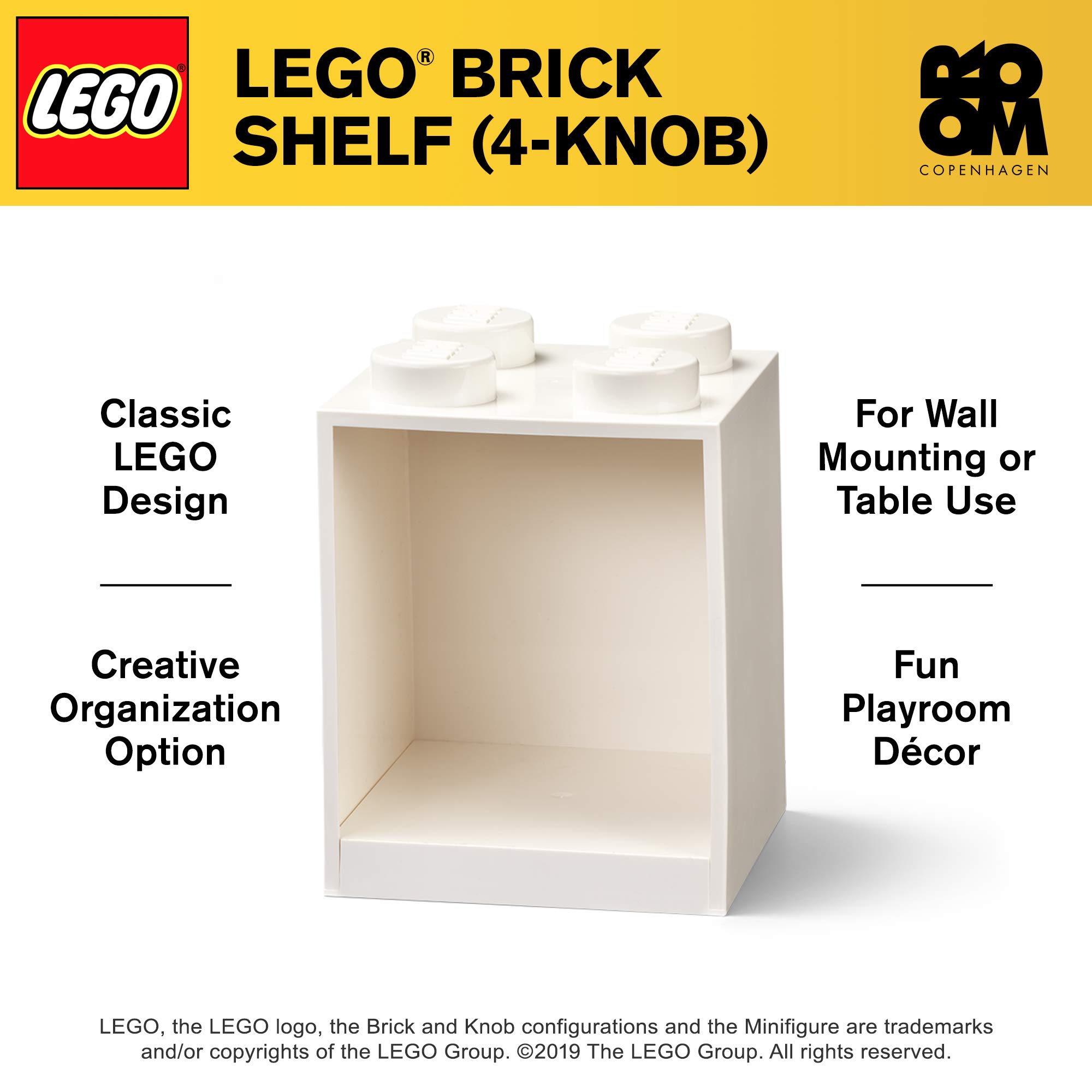 Room Copenhagen Lego Brick Set with 4-Stud and 8-Stud Box Shelves, White