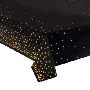 hapray 4 pack plastic tablecloths for rectangle tables, black and gold waterproof disposable party table cloths, table covers for decorations, new year graduation birthday cocktail, 54" x 108"