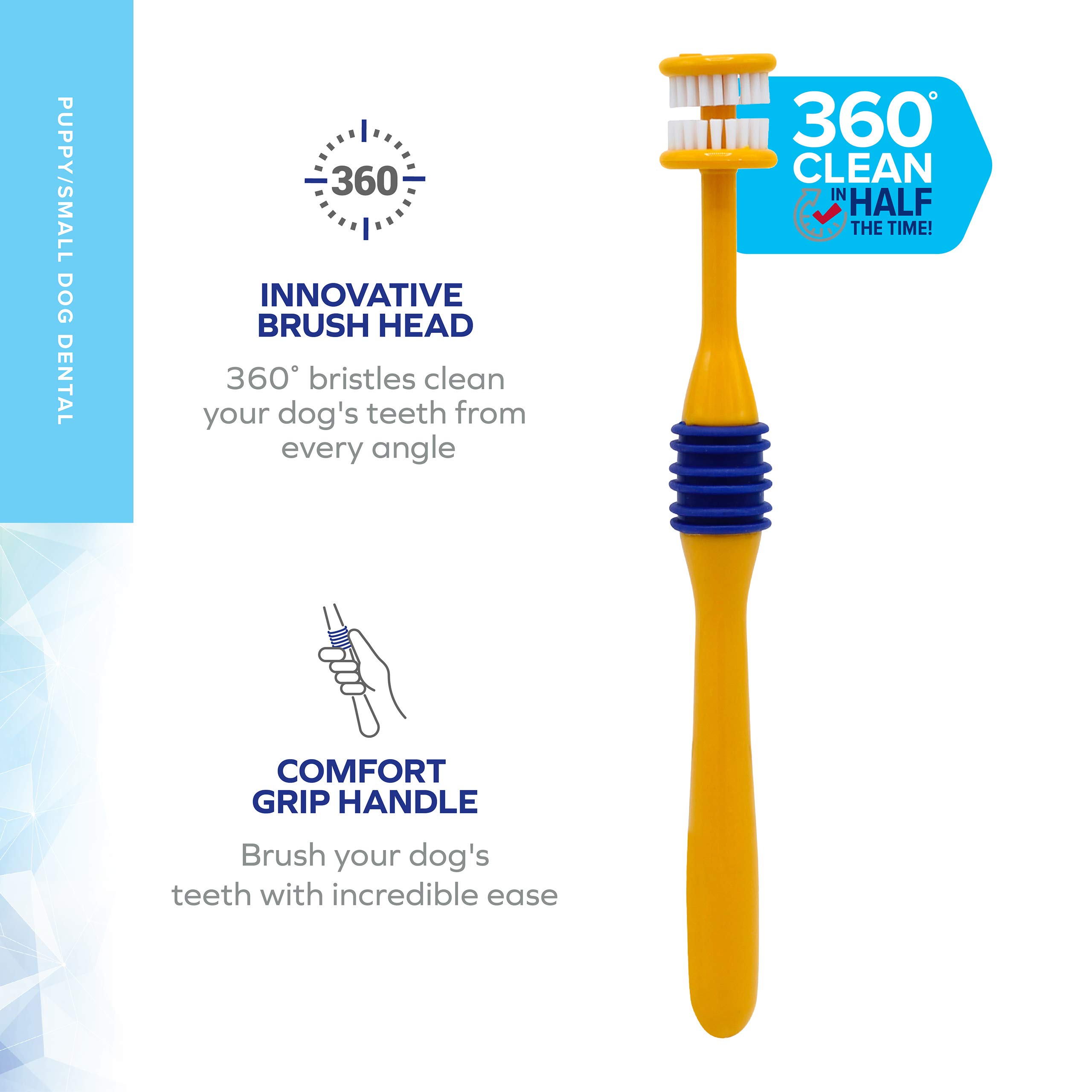 ARM & HAMMER Fresh Spectrum 360° Degree Toothbrush for Puppies and Small Dogs, Best Dental Care for your Dog, Brush Deep Cleans all Tooth Surface & Removes Plaque, Quick & Easy to Use Puppy Oral Care