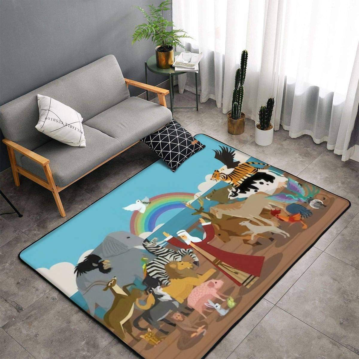 Noah's Ark and Animals and Dove Miracle Area Rugs Floor Mat Non Slip Throw Rugs Soft Door Mat Nursery Carpet for Living Room Home Indoor Outdoor Runner Rugs Yoga Mat