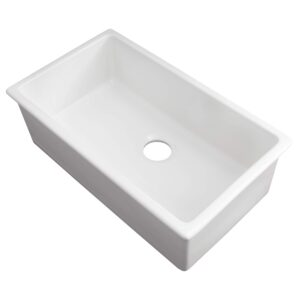 zline 30" rome dual mount single bowl fireclay kitchen sink with bottom grid in white gloss (frc5124-wh-30)