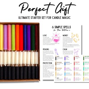 Phoenix Candle Company - Beeswax Spell Candles Set - 30 Count - Hand-Rolled - Assorted Colours