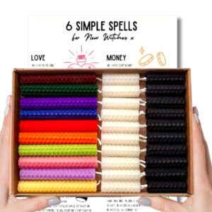 Phoenix Candle Company - Beeswax Spell Candles Set - 30 Count - Hand-Rolled - Assorted Colours