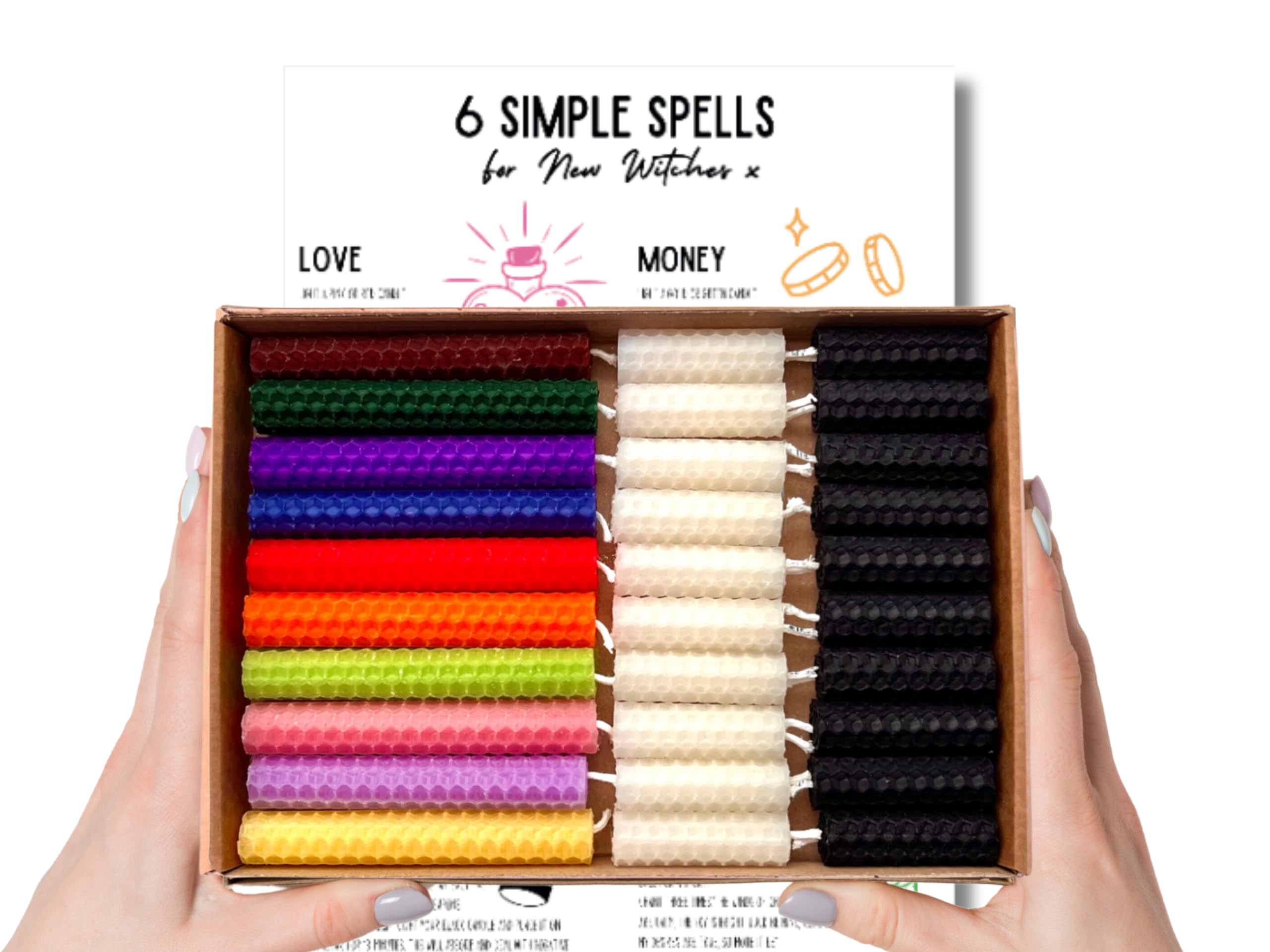 Phoenix Candle Company - Beeswax Spell Candles Set - 30 Count - Hand-Rolled - Assorted Colours