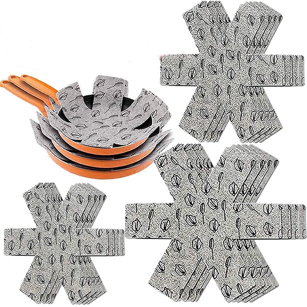 XUTONG Pot and Pan Protectors, Set of 12 and 3 Different Size, Cookware Protector Set/Pots and Pans Dividers/Pans Separator Anti-Slip to Avoid Scratching or Marring When Stacking