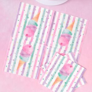 WERNNSAI Ice Cream Party Supplies - Disposable 3 Ply Pink Sweet Ice Cream Themed Birthday or Baby Shower Party Luncheon Dessert Napkins for Girls Pool Summer Celebration