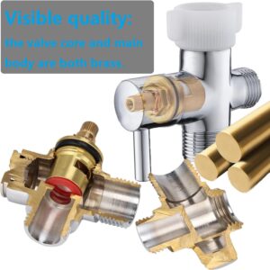 Fat-Cattie Brass Bidet T Adapter with Shut-Off Valve,3 Way 7/8" x 7/8" x G1/2（20mm）,Metal T Valve for Bidet(Bidet T-Valve Adapter)