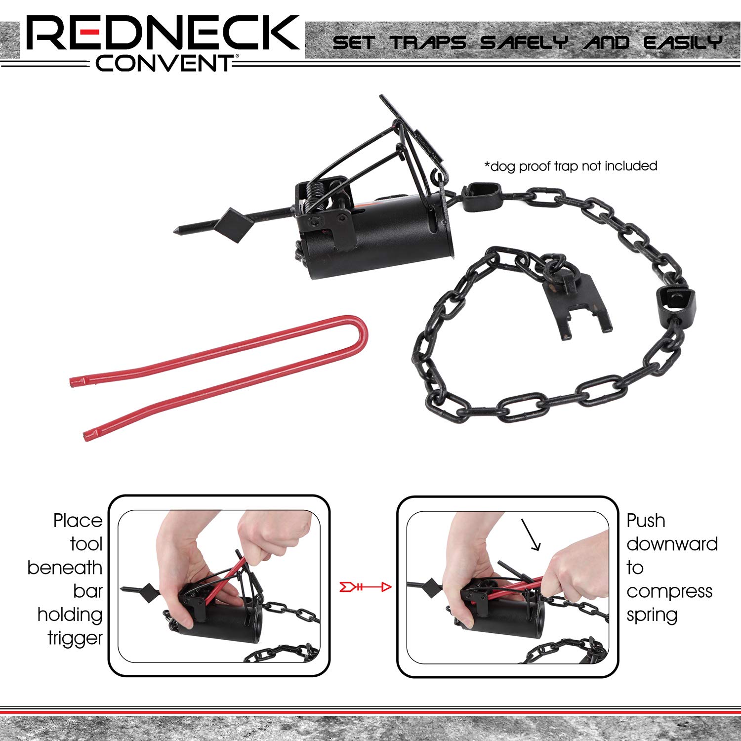 Redneck Convent Dog Proof Trap Setter Tool - 7 Inch Leverage Handle for Coon Cuffs Traps Beaver Trap Setting Tool DP Trapping Tool