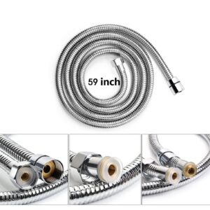 59 Inches Shower Hose,Bidet hose 304 Stainless Steel Handheld Shower Head Hose,The thread interface size is G1/2 (20mm)(Chrome)