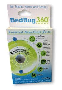 bedbug 360 - bed bugs repellent balls trap, safe for bed, travel, school, camping, made in usa - 3 pack