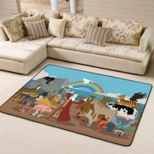 Noah's Ark and Animals and Dove Miracle Area Rugs Floor Mat Non Slip Throw Rugs Soft Door Mat Nursery Carpet for Living Room Home Indoor Outdoor Runner Rugs Yoga Mat