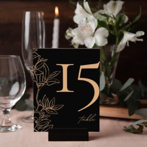 UNIQOOO 20 Pack Black Acrylic Sign Acrylic Wedding Table Numbers, 5 x 7 in, DIY Acrylic Sheet for for Wedding Table Number Holder, Table Display Stand Signs for Party Events, Office(Base not included)