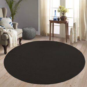 superior reversible braided indoor/outdoor area rug, 4' round, black