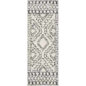 nuLOOM Lacey Moroccan Geometric Shag Runner Rug, 2' 8" x 10', Off White