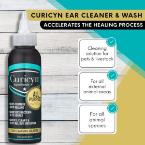 Curicyn Dog Ear Infection Treatment (3oz) - Dog Ear Cleaner - Dog Ear Cleaning Solution - Cat Ear Cleaner - Ear Drops for Kittens, Dogs & More