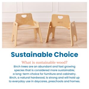 ECR4Kids Stackable Wooden Toddler Chair, 10in, Kids Furniture, Natural, 2-Pack