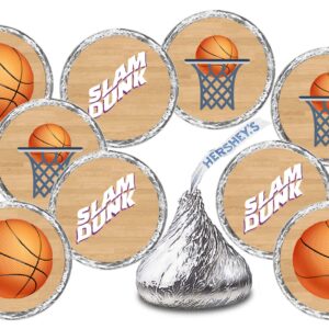 216 Sports Basketball Kisses Stickers, Kisses Stickers for Birthday Party, Baby Shower, Wedding, Graduation, or Any Family Event Decorations, Candy Not Included.