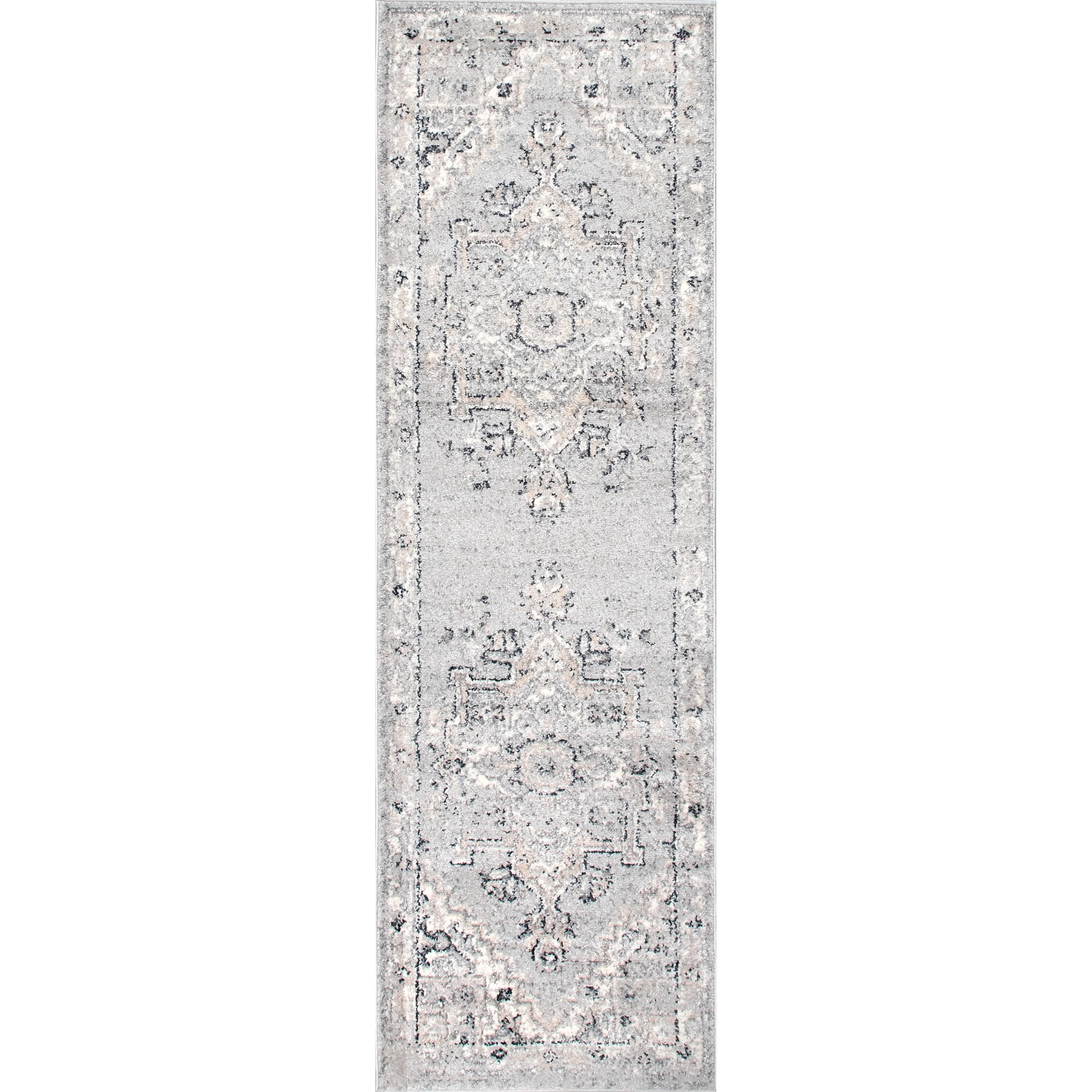 nuLOOM Gena Medallion 13x15 Area Rug for Living Room Bedroom Dining Room Kitchen, Light Grey/Ivory