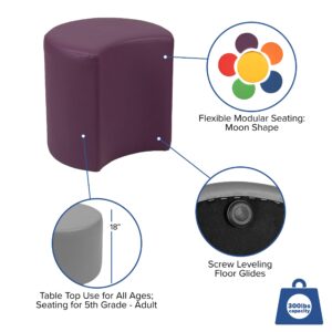 Flash Furniture Nicholas Soft Seating Flexible Moon for Classrooms and Common Spaces - 18" Seat Height (Purple)