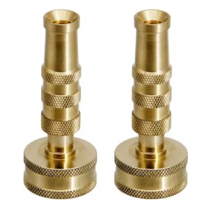 atdawn brass hose nozzle, heavy-duty brass adjustable twist hose nozzle, 2 pack (3")