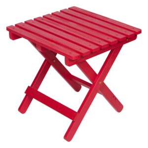 shine company square wooden folding solid wood side table, outdoor adirondack small patio table, chili red