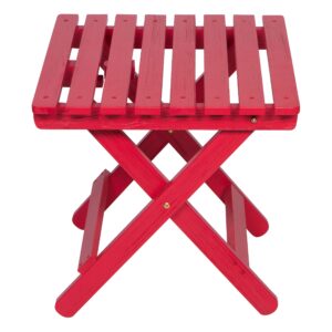 Shine Company Square Wooden Folding Solid Wood Side Table, Outdoor Adirondack Small Patio Table, Chili Red