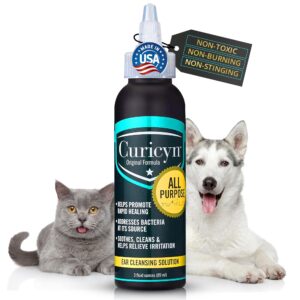 curicyn dog ear infection treatment (3oz) - dog ear cleaner - dog ear cleaning solution - cat ear cleaner - ear drops for kittens, dogs & more