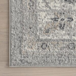 nuLOOM Gena Medallion 13x15 Area Rug for Living Room Bedroom Dining Room Kitchen, Light Grey/Ivory