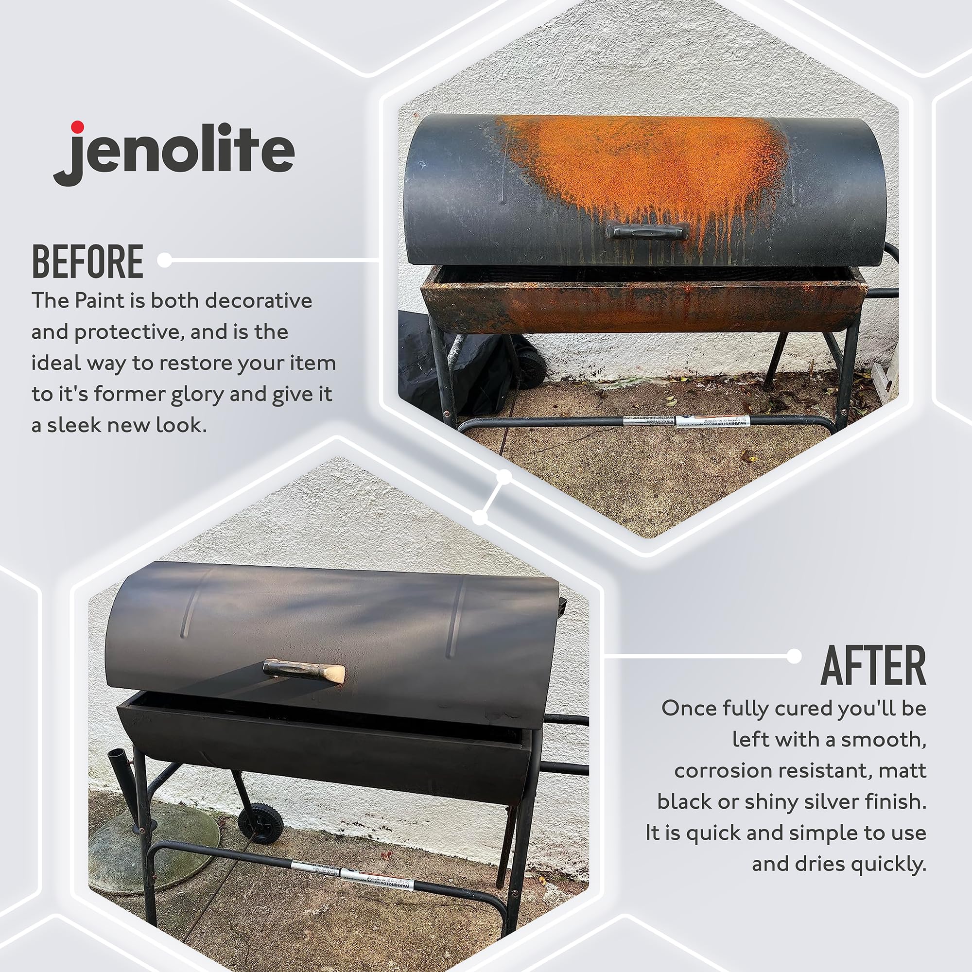 JENOLITE Directorust BBQ & Stove Aerosol Paint | BLACK | Very High Temperature Resistant Up to 1200°F (650°C) | BBQs, Stoves, Chimineas, Automotive, Fire Screens & Surrounds | 13.5 Ounces (400ml)