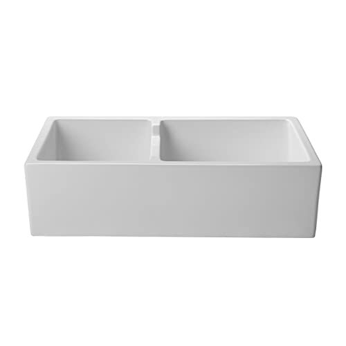 Vintage Tub & Bath 36 Inch Plain Front Fireclay Reversible Apron Farmhouse Sink - White