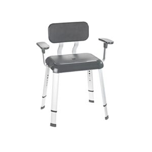 WENKO Shower Chair for Inside Shower, Bathtub Seat for Seniors, Elderly, Handicap Bath Chair with Arms and Back, Adjustable Height, Holds up to 286.6 lbs, 24.8 x 28.1-32 x 18.3 in