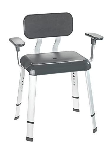 WENKO Shower Chair for Inside Shower, Bathtub Seat for Seniors, Elderly, Handicap Bath Chair with Arms and Back, Adjustable Height, Holds up to 286.6 lbs, 24.8 x 28.1-32 x 18.3 in