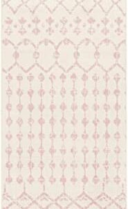 Hauteloom Glentana Moroccan Farmhouse Traditional Trellis Living Room Bedroom Area Rug - Bohemian Aztec Tribal Carpet - Light Pink, Beige, Cream, Blush - 5'3" x 7'3" (5x7)